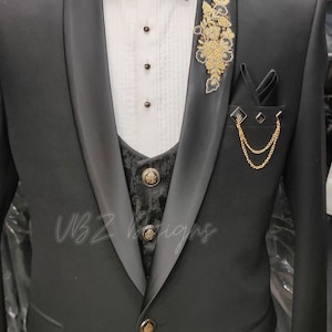 Custom Suit for Men | Black Suit | Five-piece Suit | Wedding Suit ...