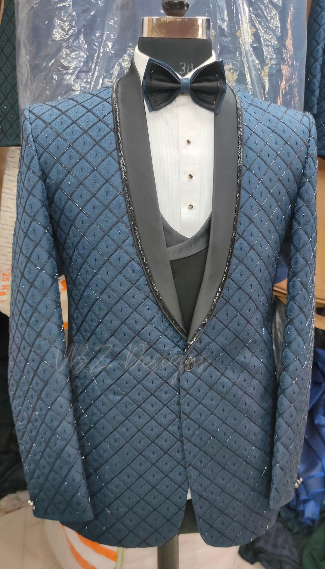 Custom Men's Five-piece Suit: Embroidered Wedding Tuxedo - Etsy