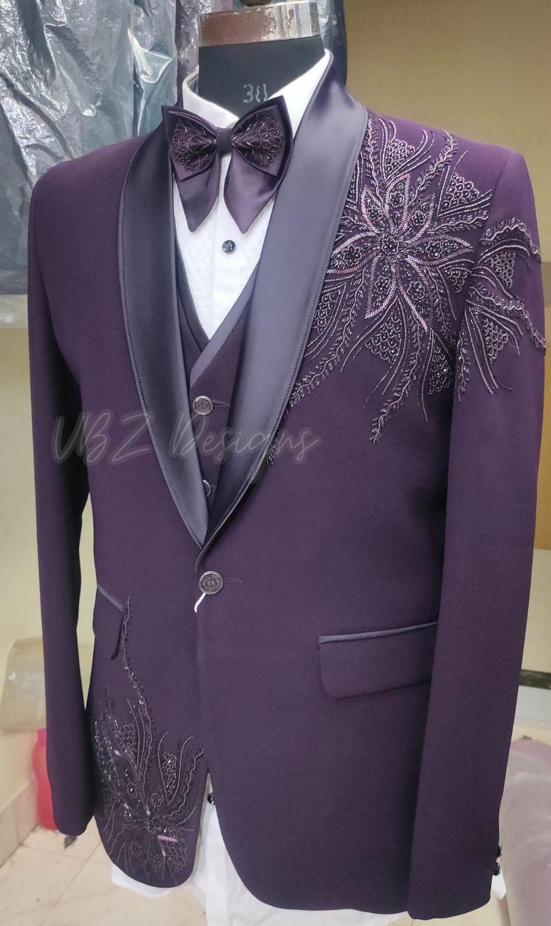 Custom Suit for Men | Plum Suit | Five-piece Suit | Wedding Suit ...