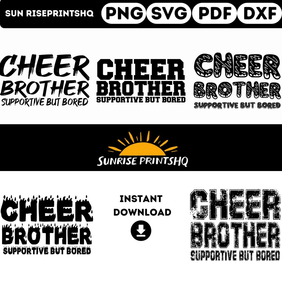 Cheer Brother Supportive but Bored 5 Unique Digital Designs Instant ...