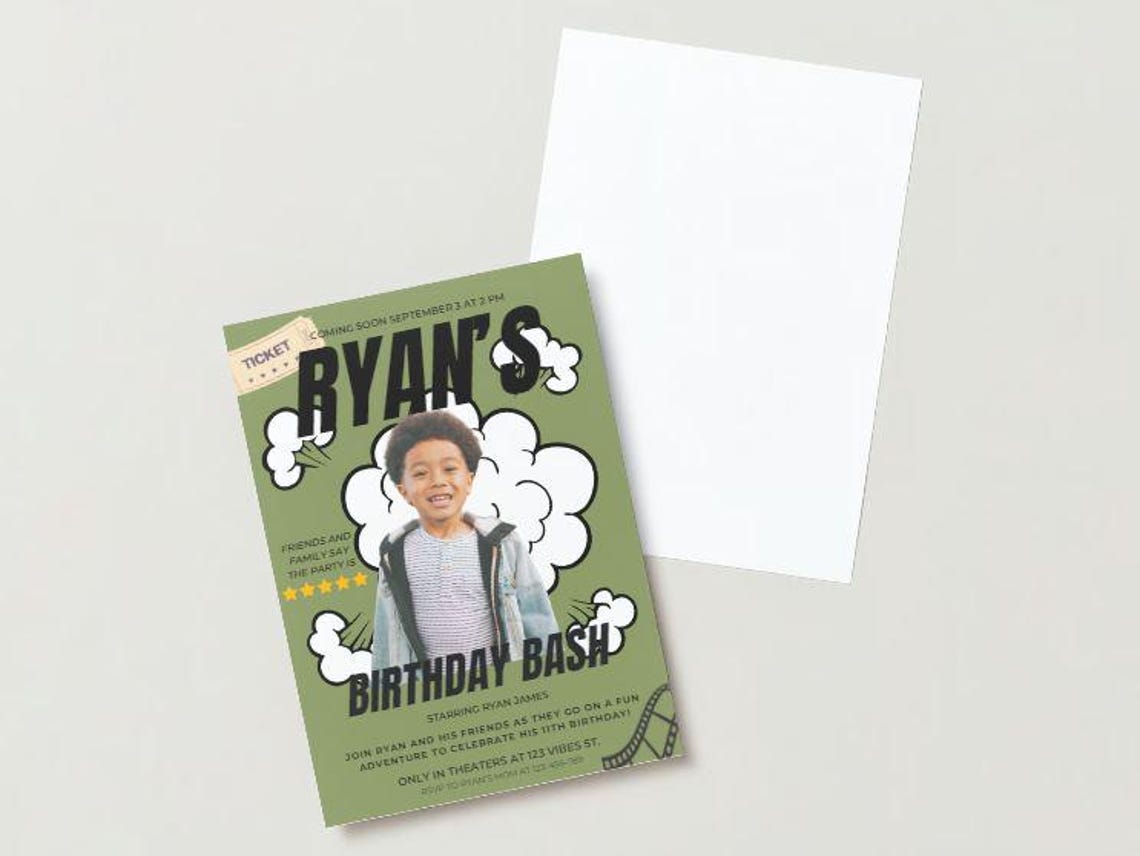 Movie Themed Blockbuster Birthday Party Invitation Template, Movie ...