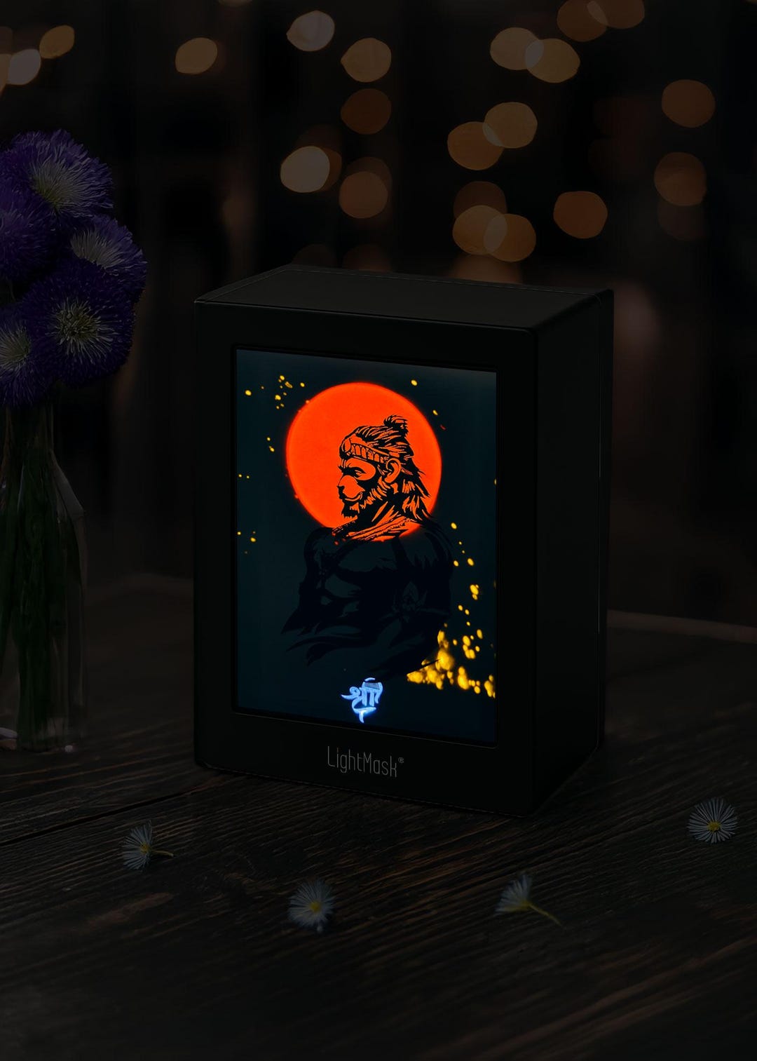 Hanuman Shadow Box – Glowing Side View With Red Aura & Divine Spark - Etsy