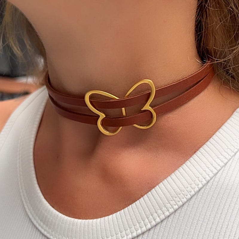 Leather Choker Necklace - Etsy