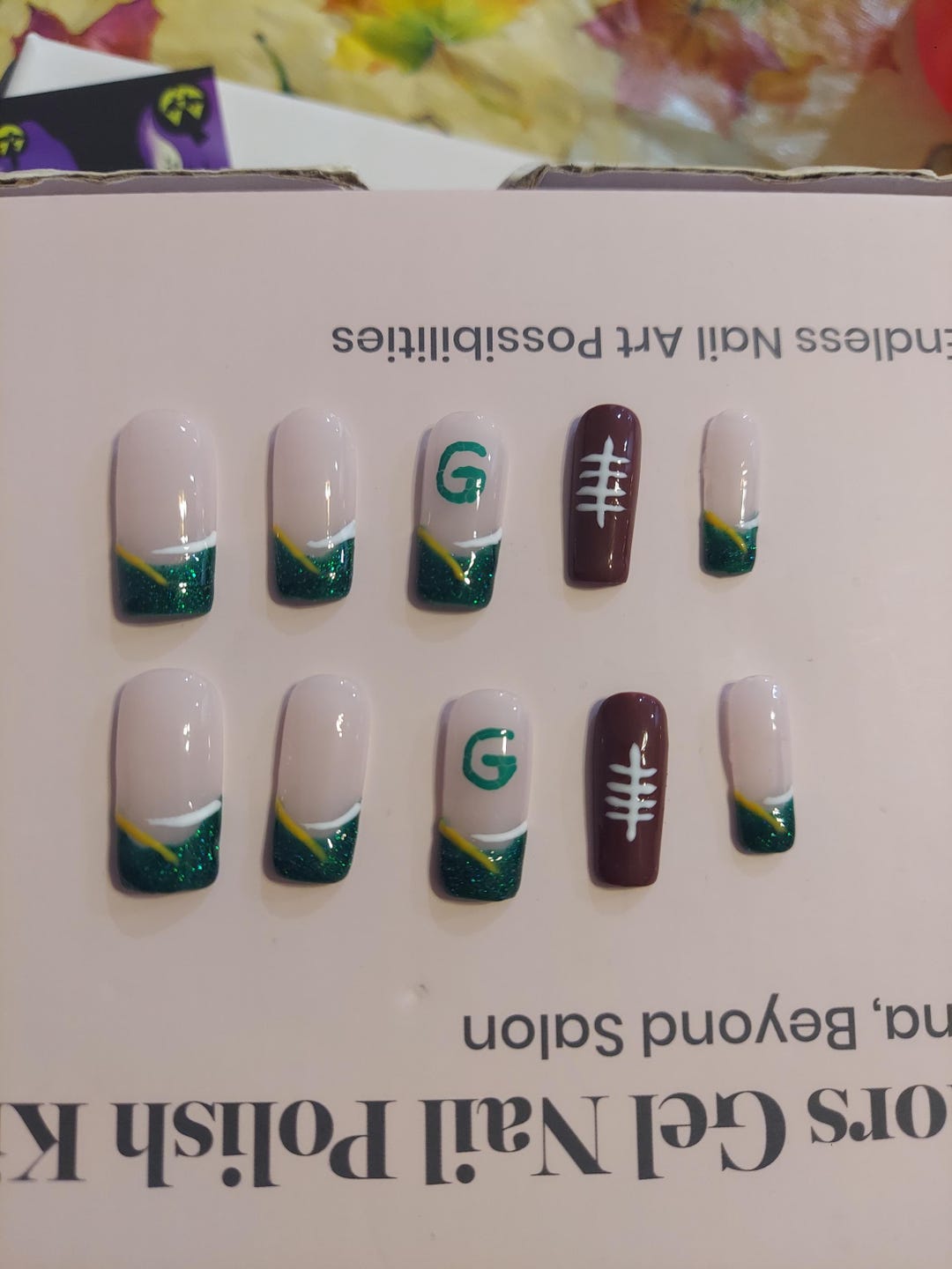 Medium Square, Greenbay Packers Nails - Etsy