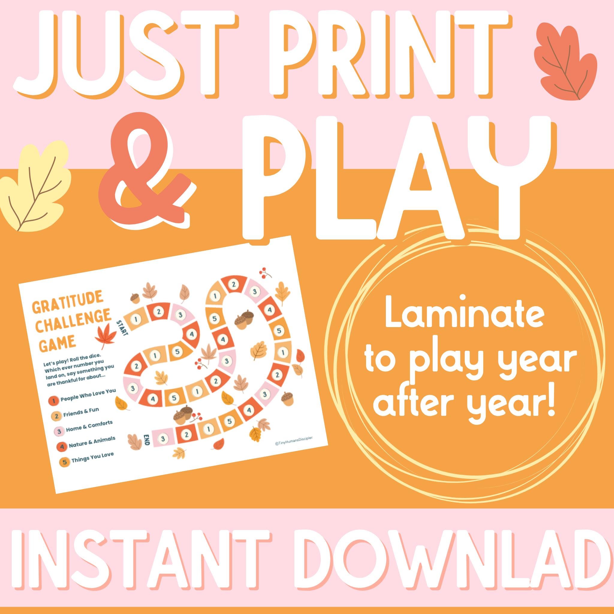Gratitude Challenge Fall Dice Game Printable I'm Thankful for ...