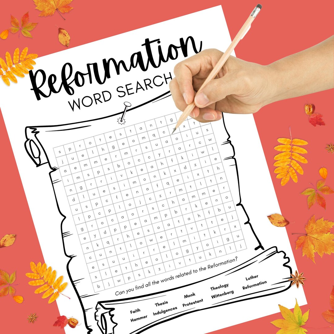 Reformation Day Activity Kids Word Search Trunk or Treat Christian ...