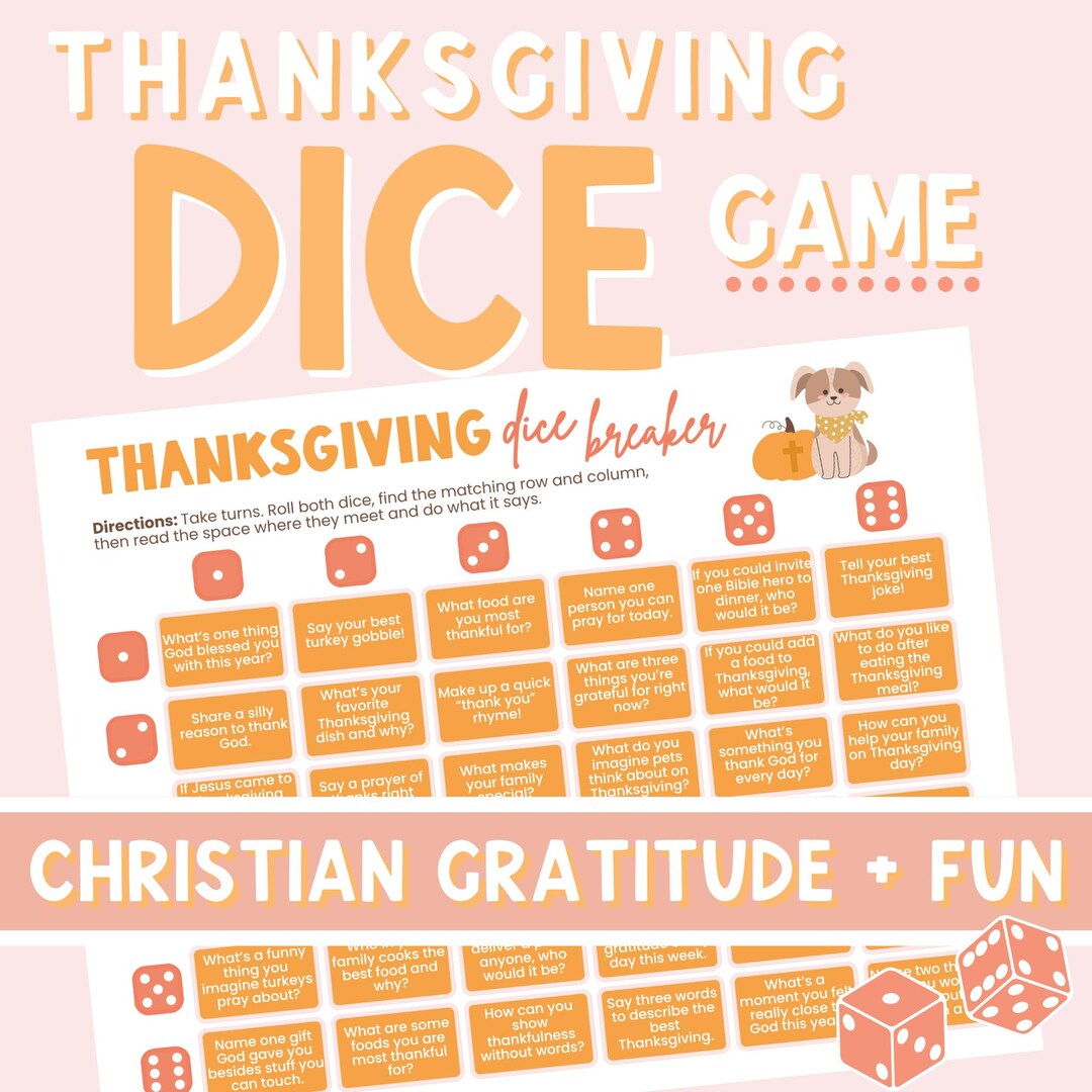 Christian Thanksgiving Dicebreaker Activity Gratitude Roll the Dice ...