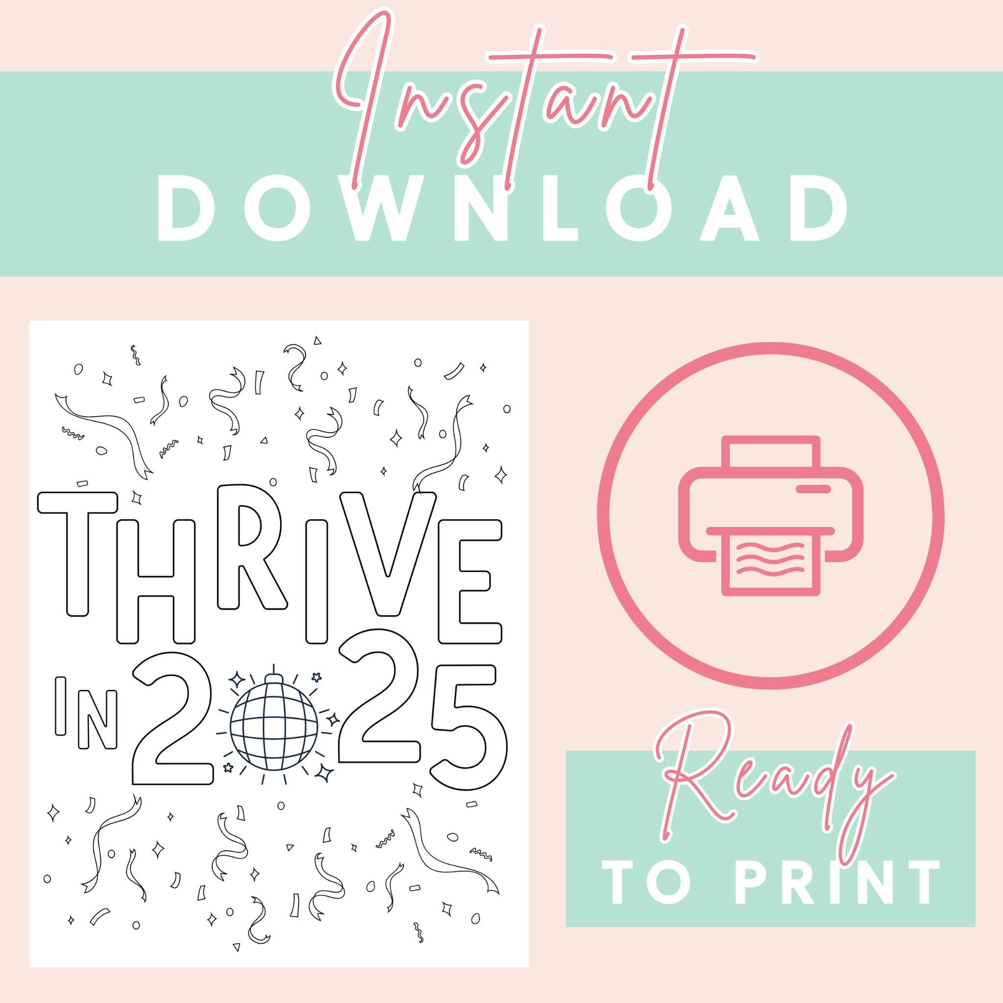 2025 New Years Coloring With Goal Setting Pages Printable New Year ...