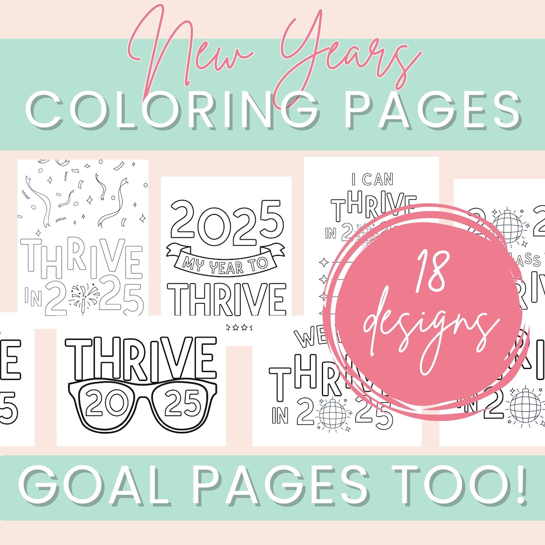 2025 New Years Coloring With Goal Setting Pages Printable New Year ...