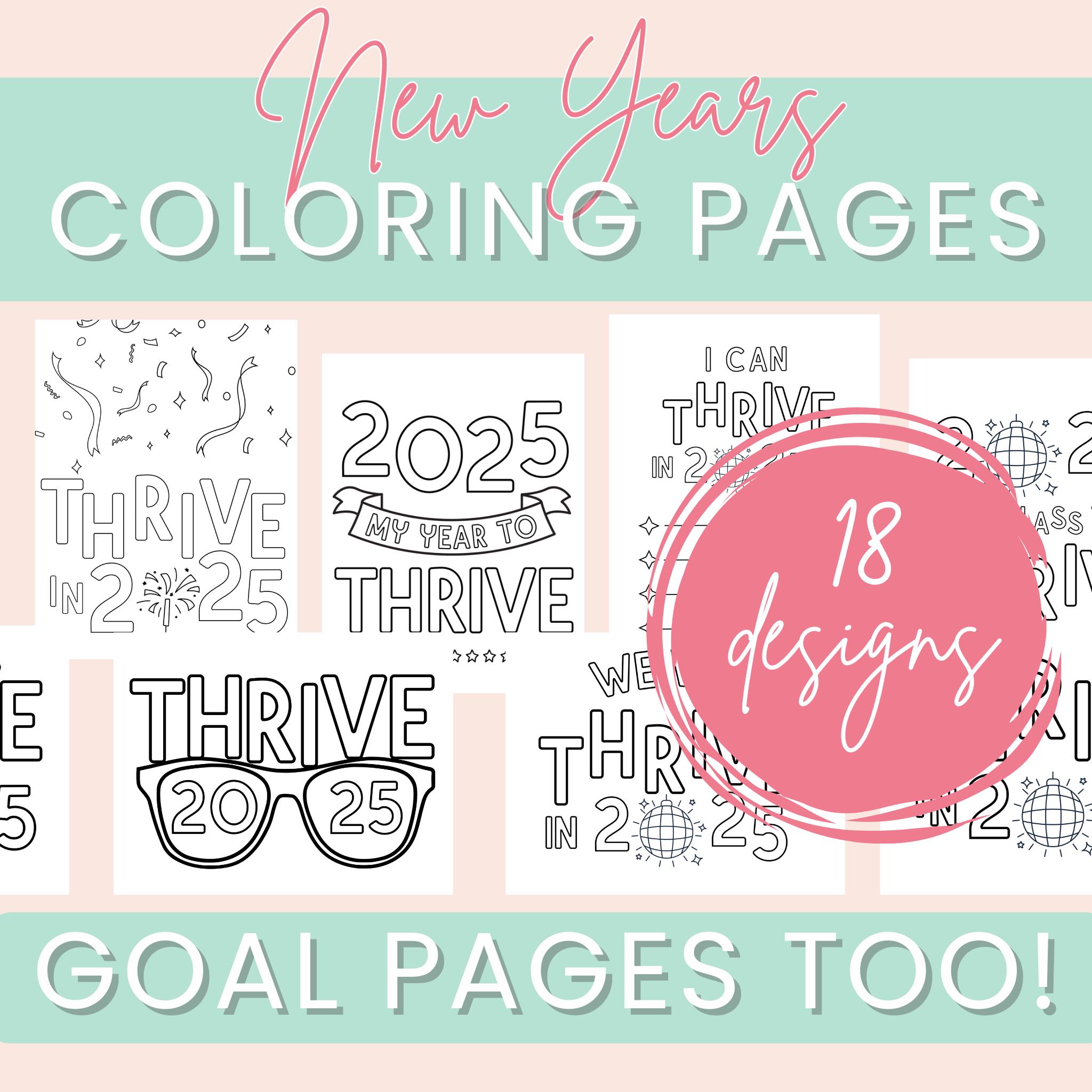 2025 New Years Coloring With Goal Setting Pages Printable New Year ...