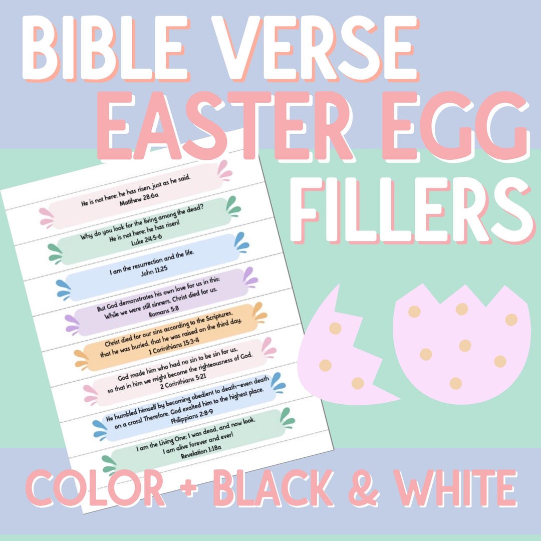 Printable Bible Verse Easter Egg Fillers Easter Basket Fillers ...