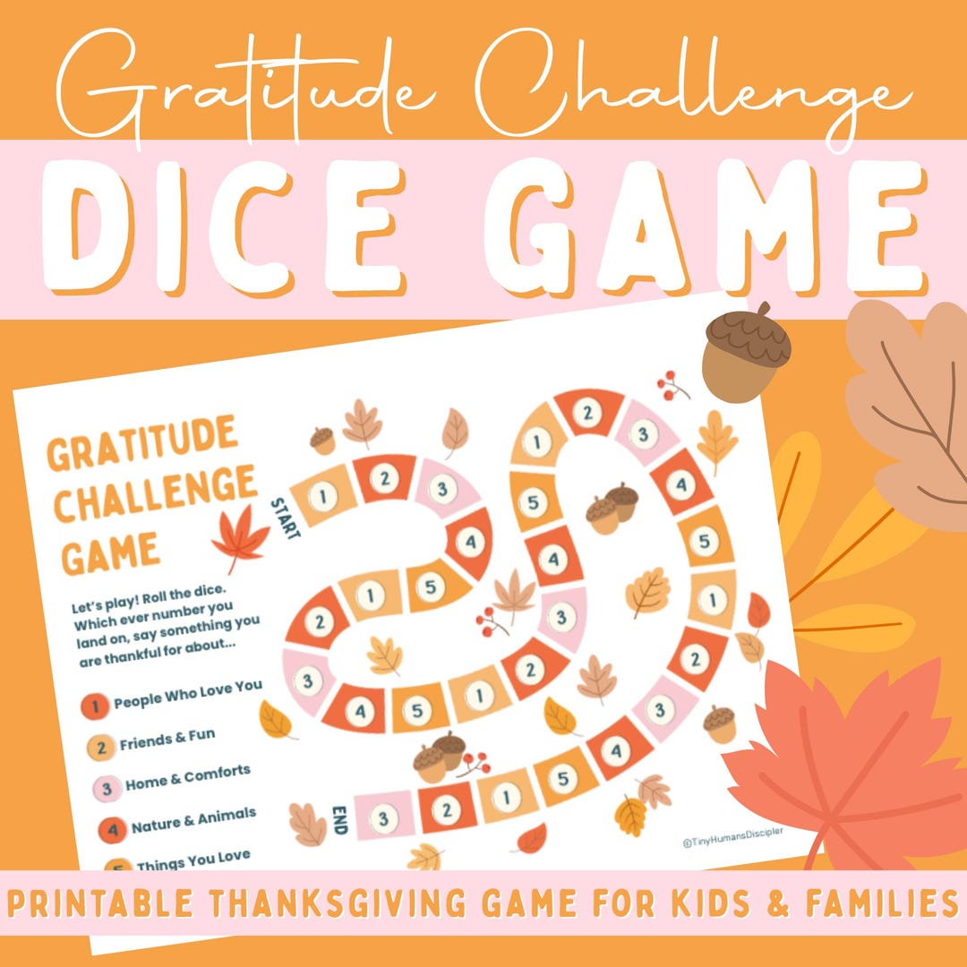 Gratitude Challenge Fall Dice Game Printable I'm Thankful for ...
