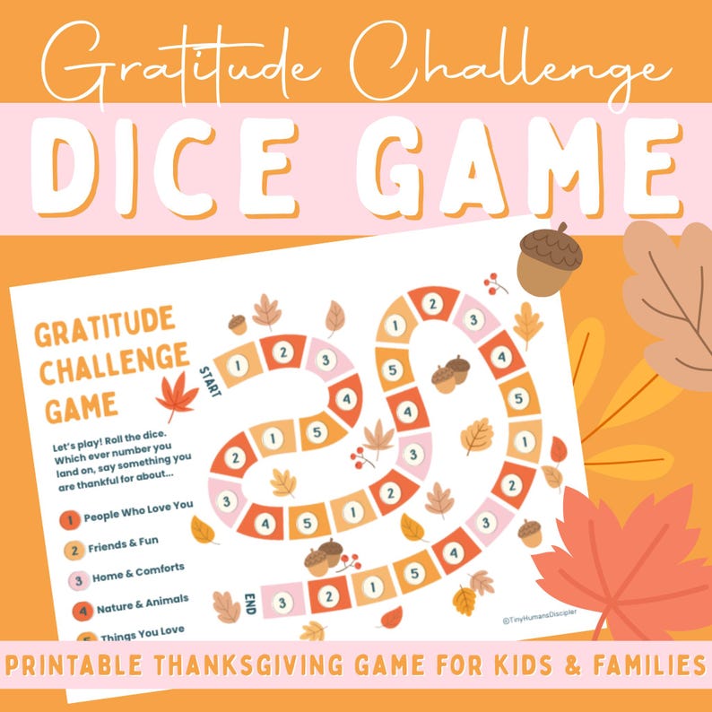 Gratitude Challenge Fall Dice Game Printable I'm Thankful for ...