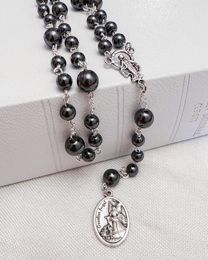 St Michael the Archangel Chaplet Rosary Consecration to Saint Michael Hematite Beads & Choice of ...