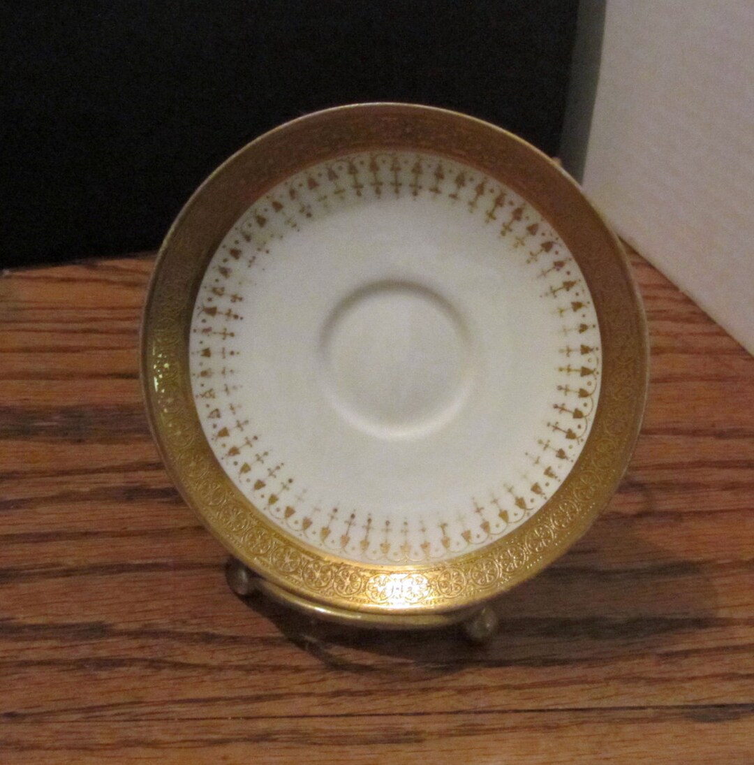 Fancy Gold Embellished Saucer, Marked Cauldon Ltd. England Vintage 1920 ...