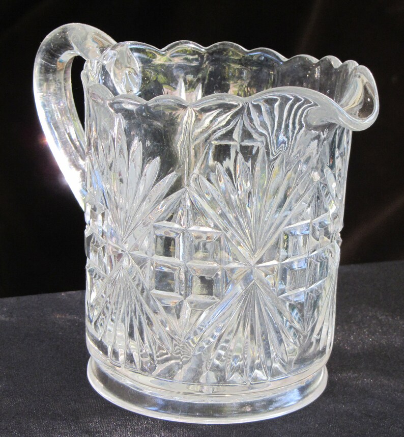 Heavy Pressed Glass Crystal Pitcher Faux Cut Glass Pattern Vintage - Etsy