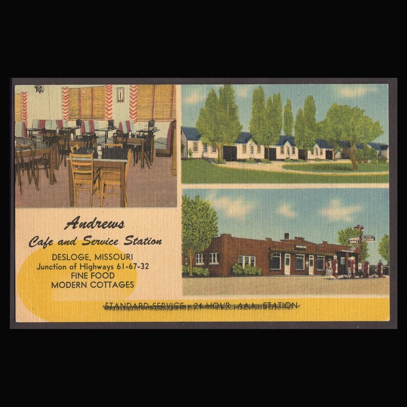 2 Fun Vintage Linen Motel Advertising Postcards Andrews Cafe - Etsy