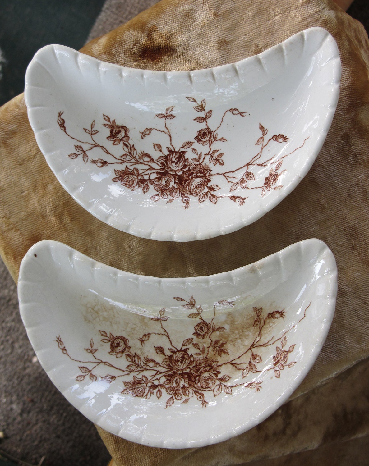 2 Bone Dishes Parisian Graniteware Antique Transferware - Etsy