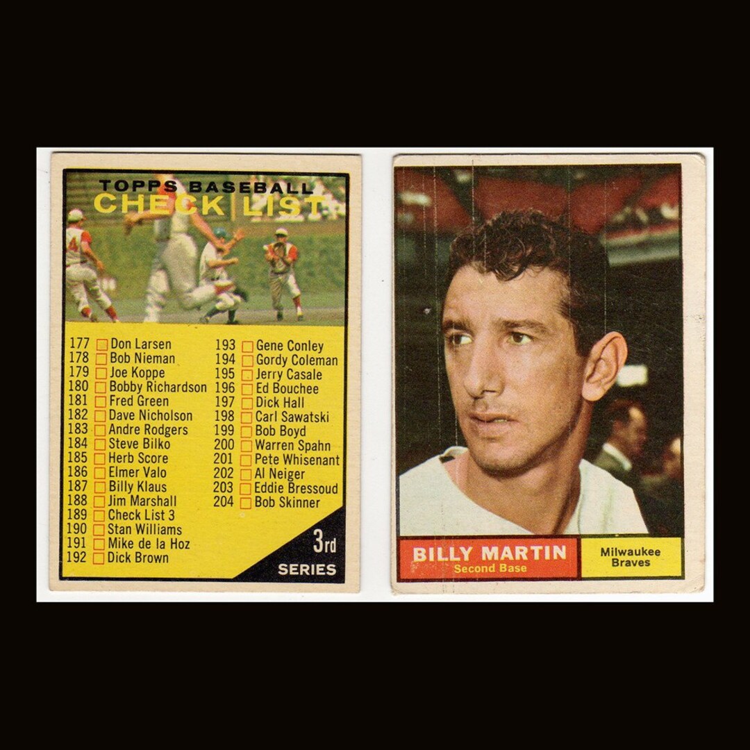 Billy Martin, Bill White, Ron Kline, Gus Bell, Steve Barber 1961 Topps ...