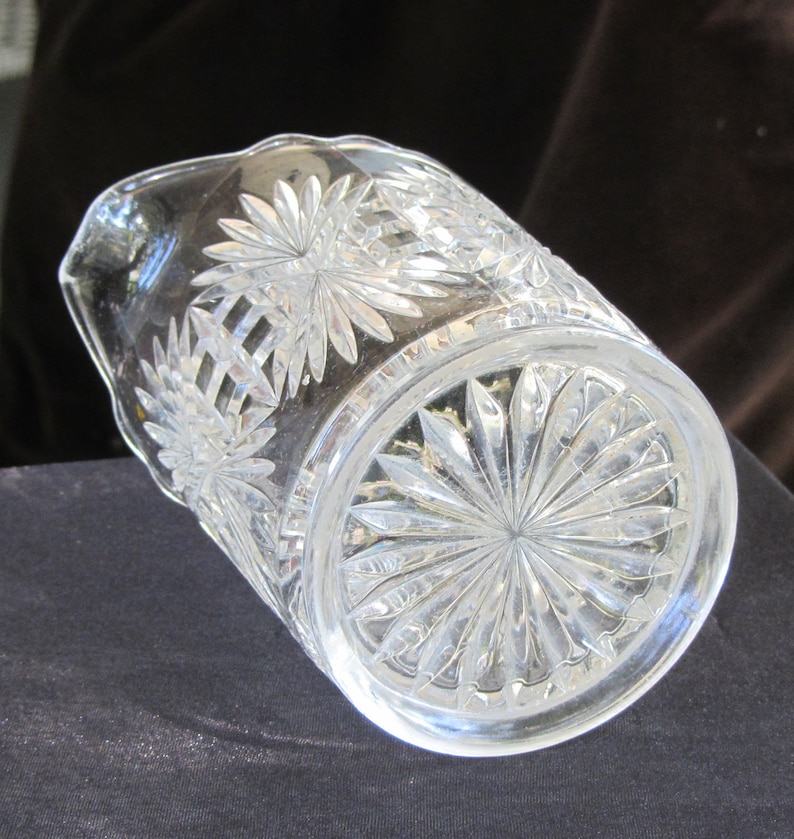 Heavy Pressed Glass Crystal Pitcher Faux Cut Glass Pattern Vintage - Etsy