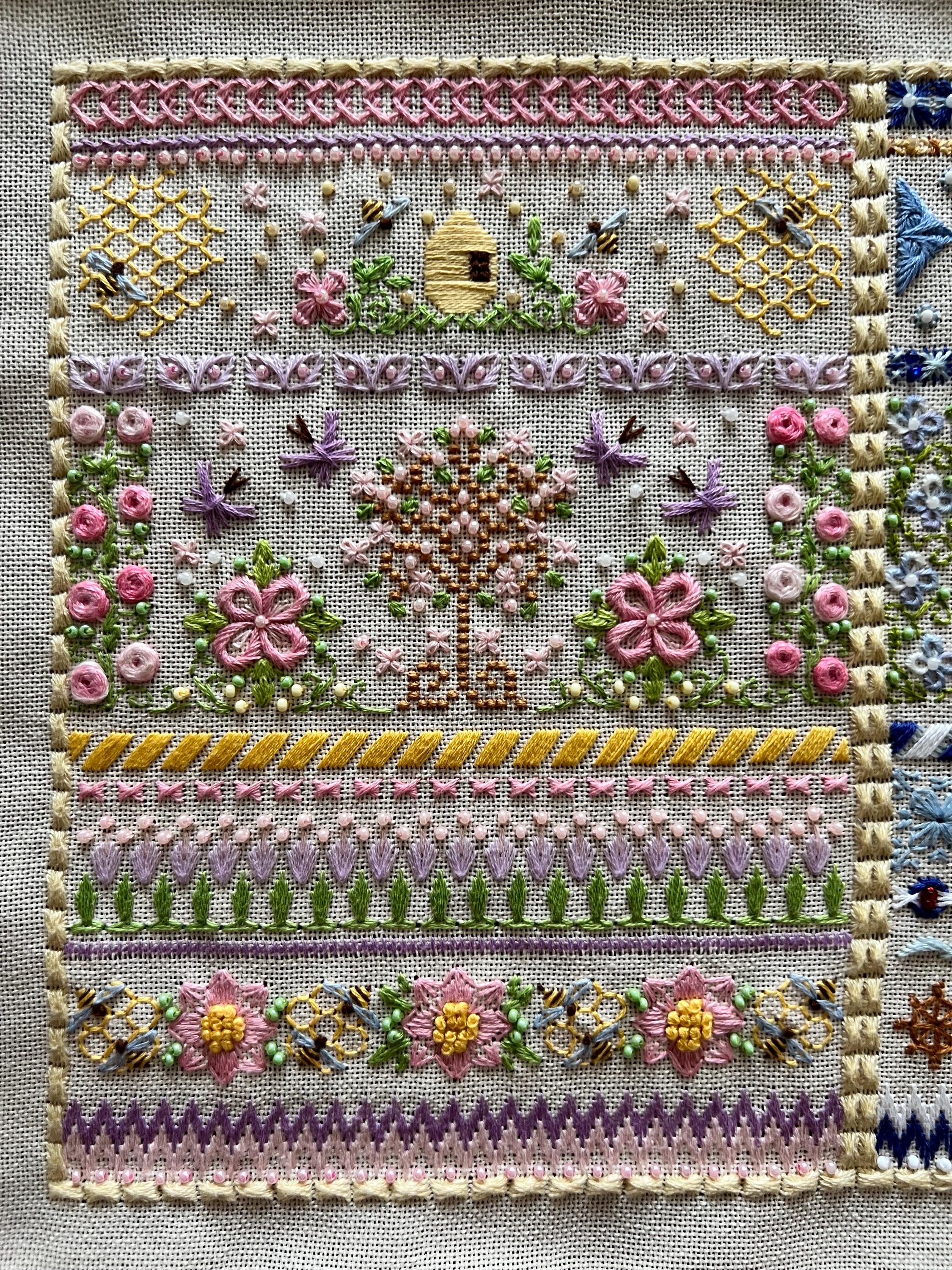 Finished Embroidered Seasons Sampler - Cross Stitch Needlework - Etsy