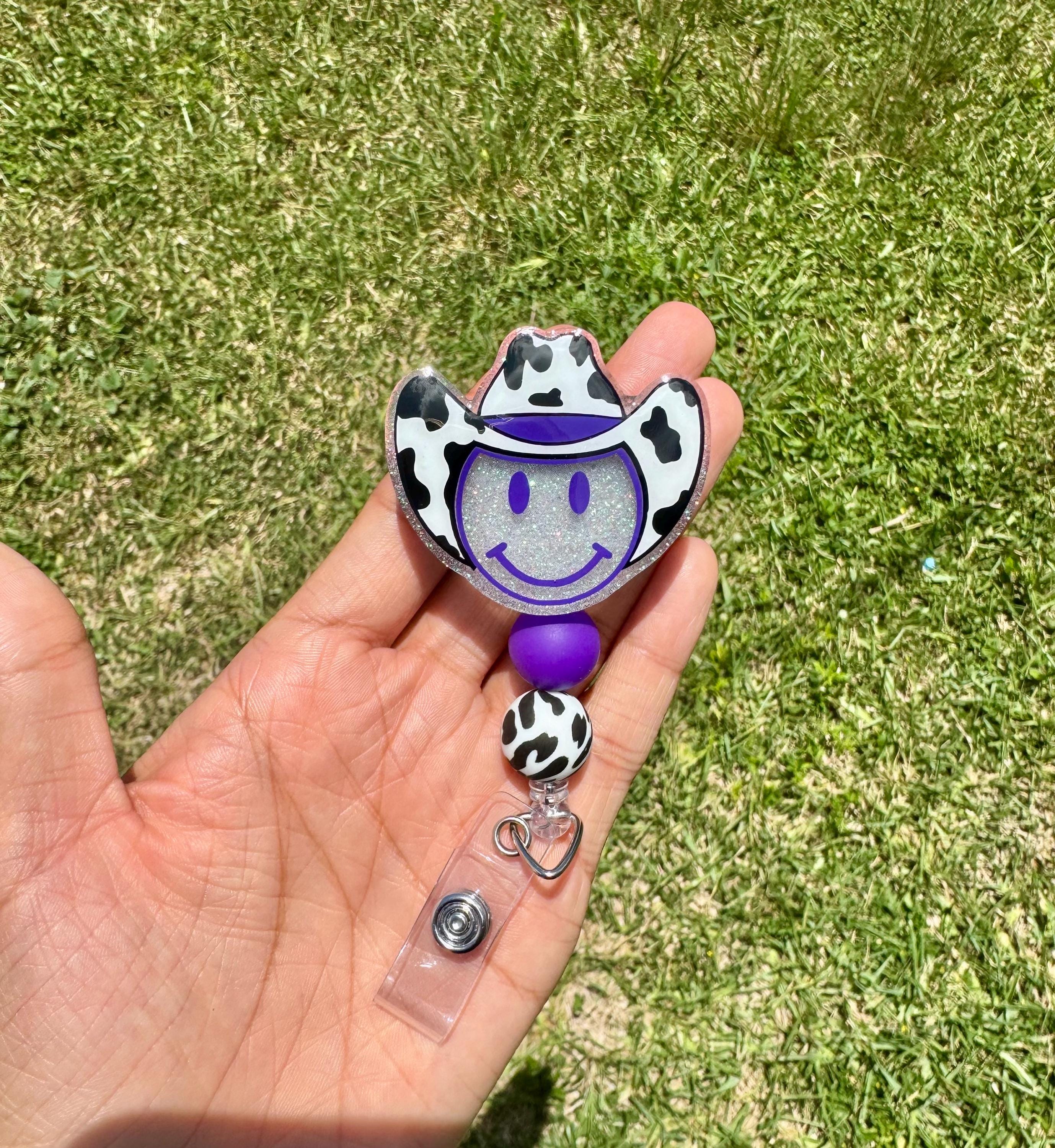 Smiley Cowboy Badge Reel - Etsy