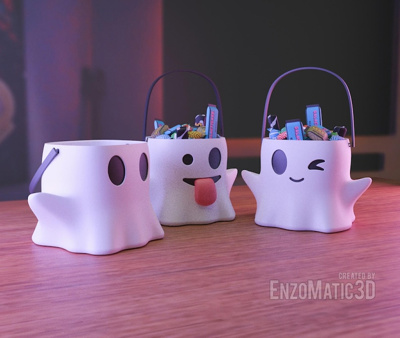 Ghost - Candy Bucket Trick or Treat, Halloween, Spooky Horror - 3mf Pre ...