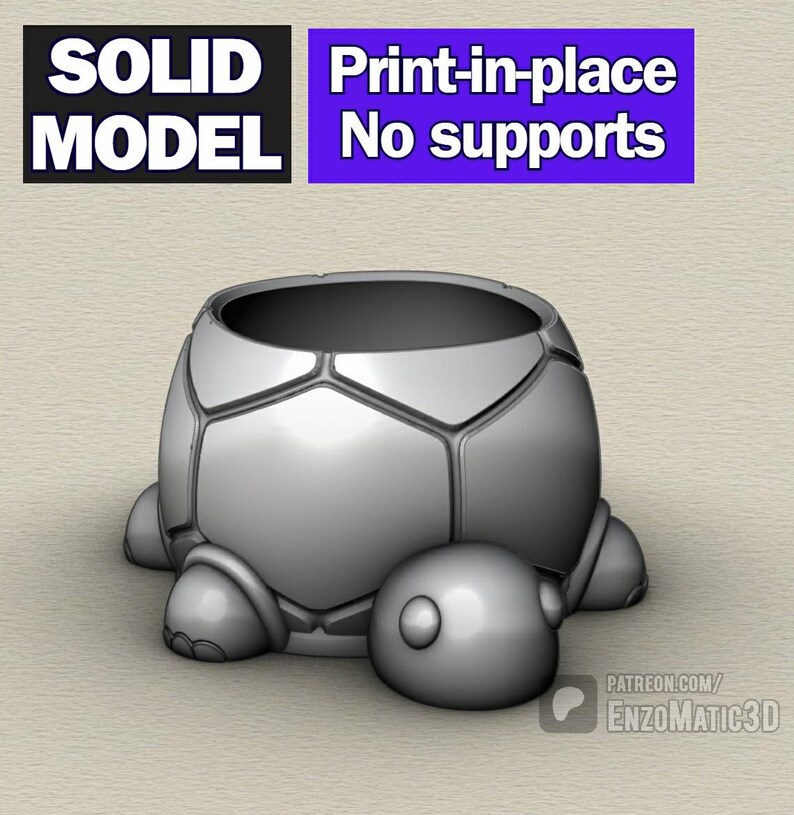 Turtle - Flower Pot, Planter, Pencil Holder - 3MF, STL Multiparts ...