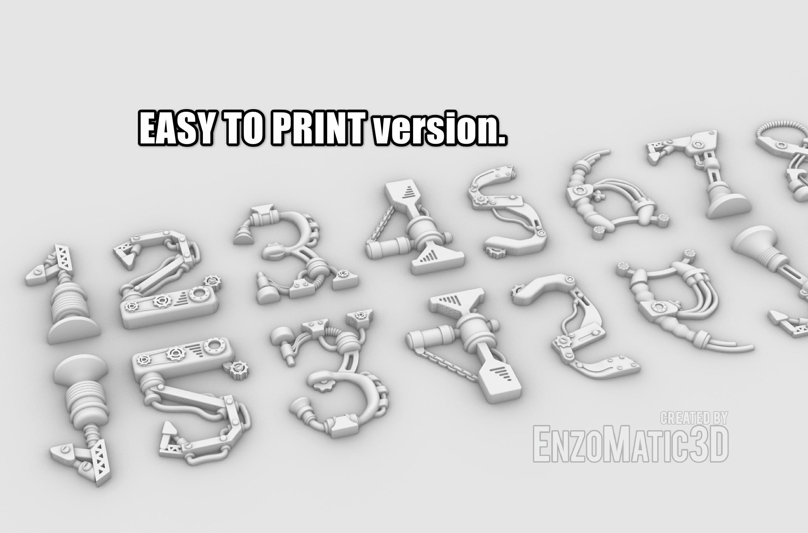 Steampunk Numbers 3D STL for 3D Printing - Etsy