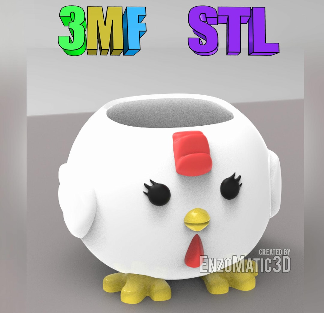 Flower Pot Hen Chicken - Planter, Pencil Holder - 3mf Pre Painted - 3D ...