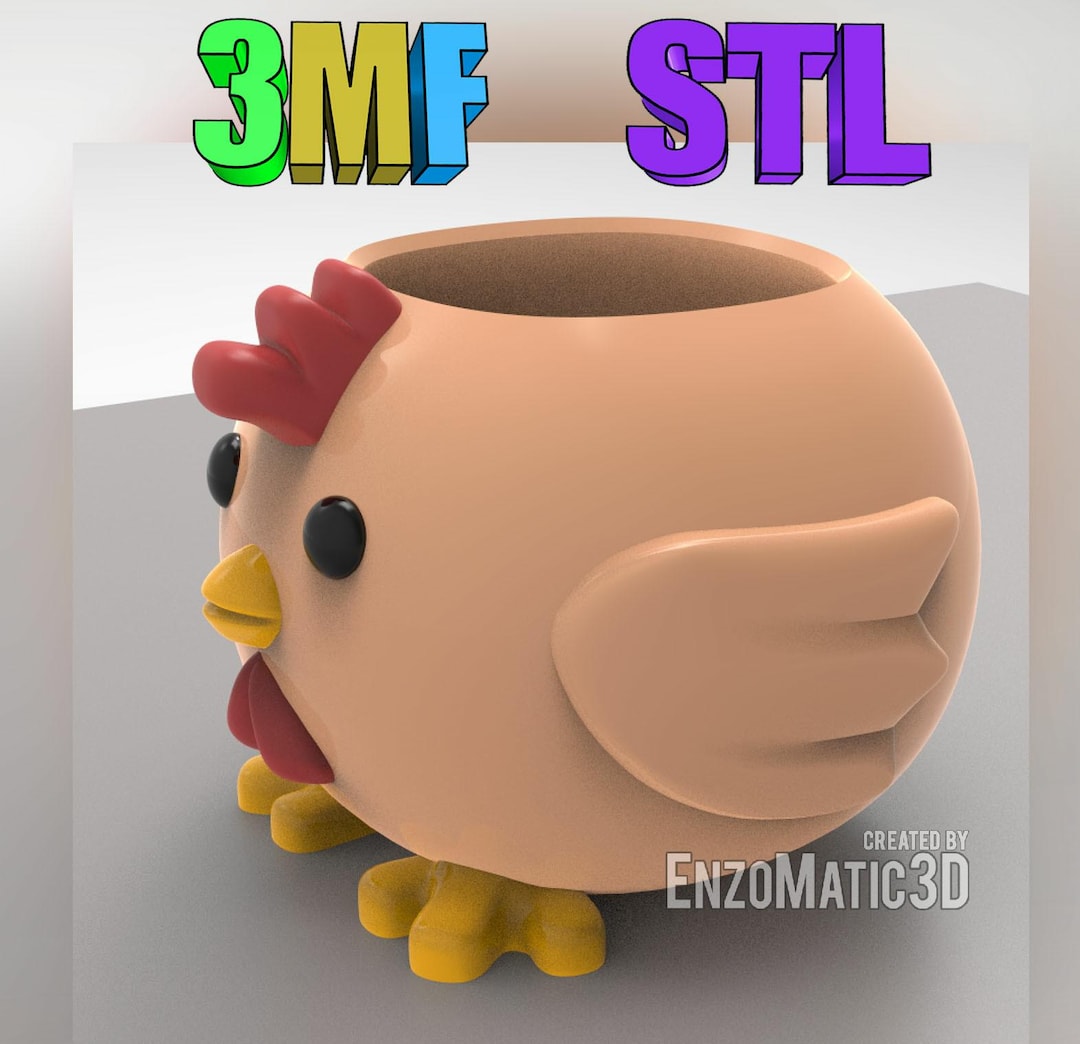 Planter Rooster Chicken - Flower Pot, Pencil Holder - 3mf Pre Painted ...