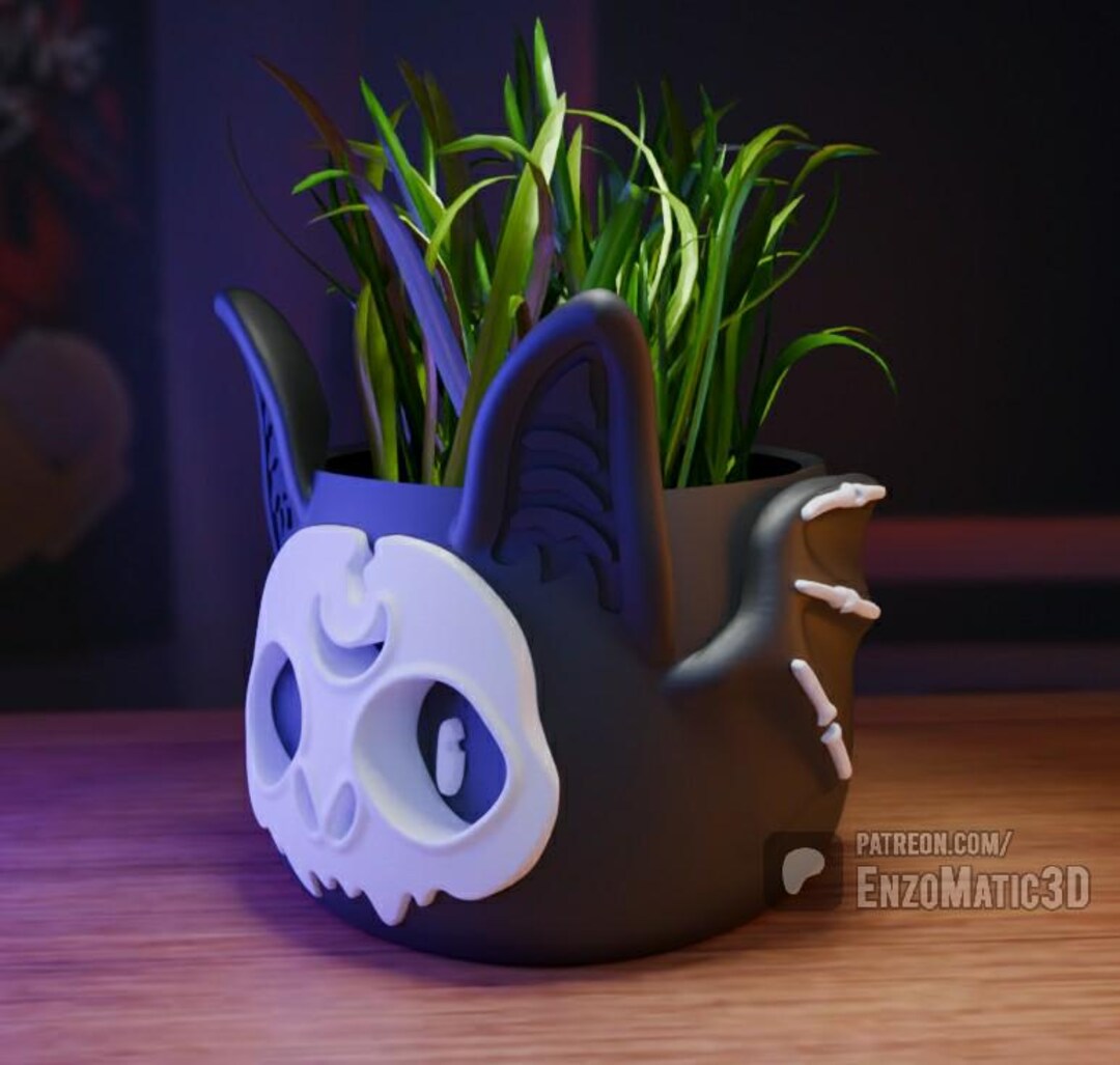 Bat Skeleton - Flower Pot, Planter, Pencil Holder - STL File for 3d ...
