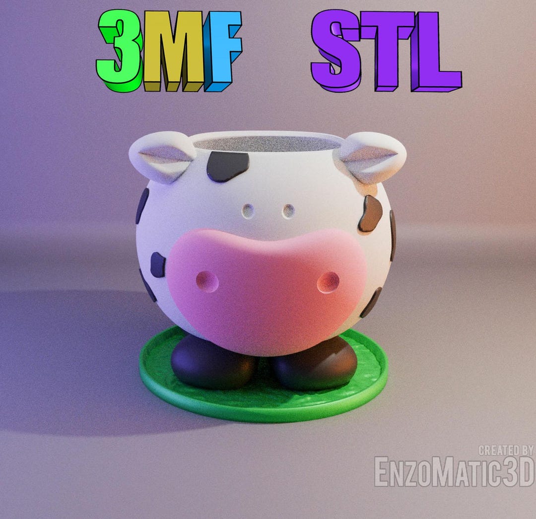 Flower Pot Cow - Planter, Pencil Holder - 3mf Pre-painted - STL File ...