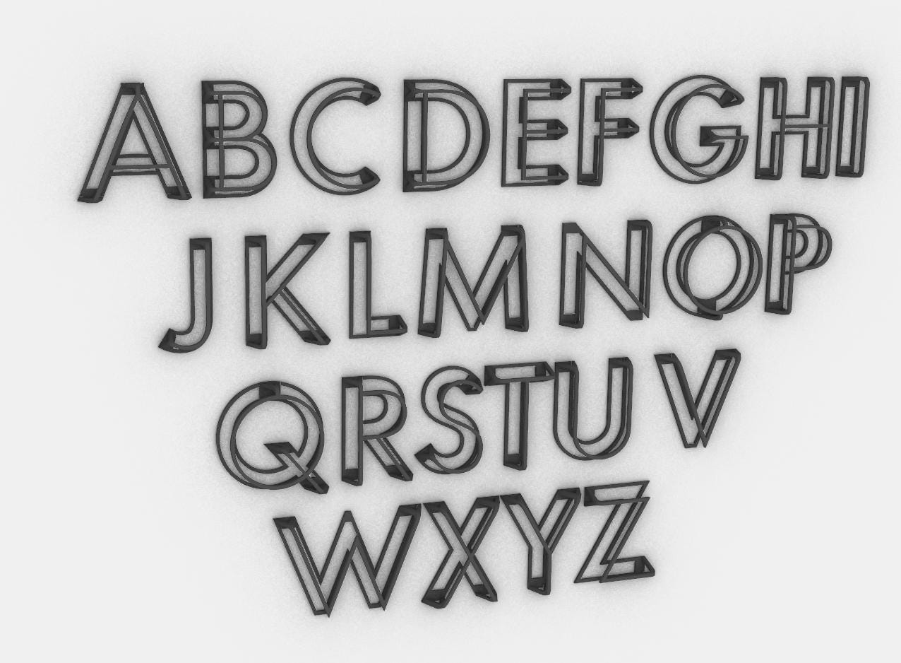 Letters Alphabet 3D STL STL File for 3D Printer, 3D Printing - Etsy