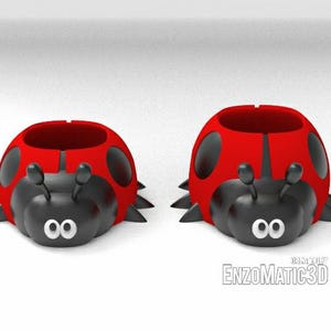 Flowerpot Ladybugs - Planter, Pencil Holder - 3mf Pre-painted - STL for ...