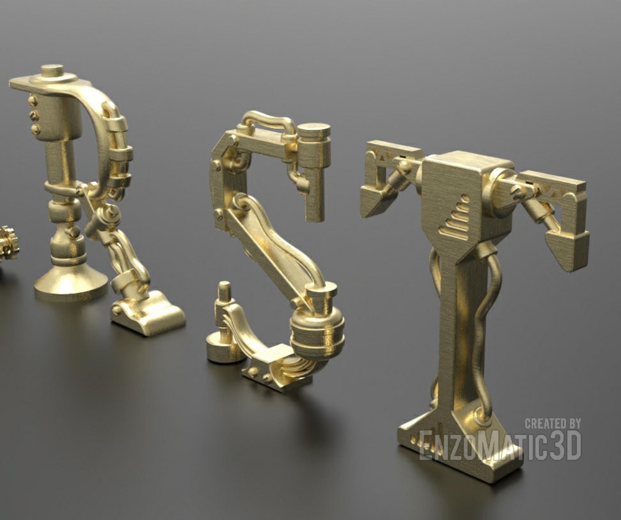 Alphabet Steampunk Letters Stl for 3d Printing - Etsy
