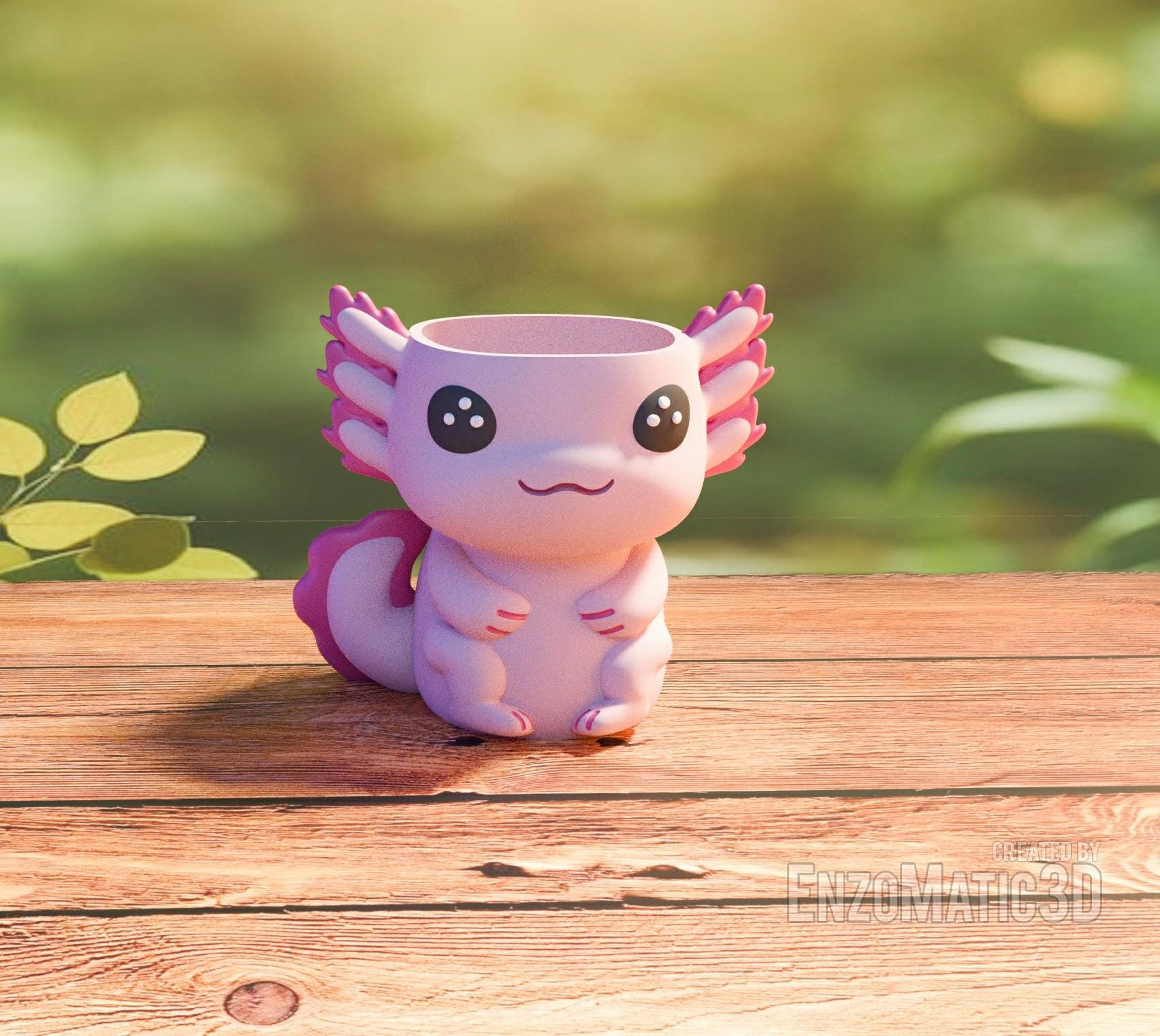 Flower Pot Axolotl - Planter, Pencil Holder - 3mf Pre-painted - STL ...