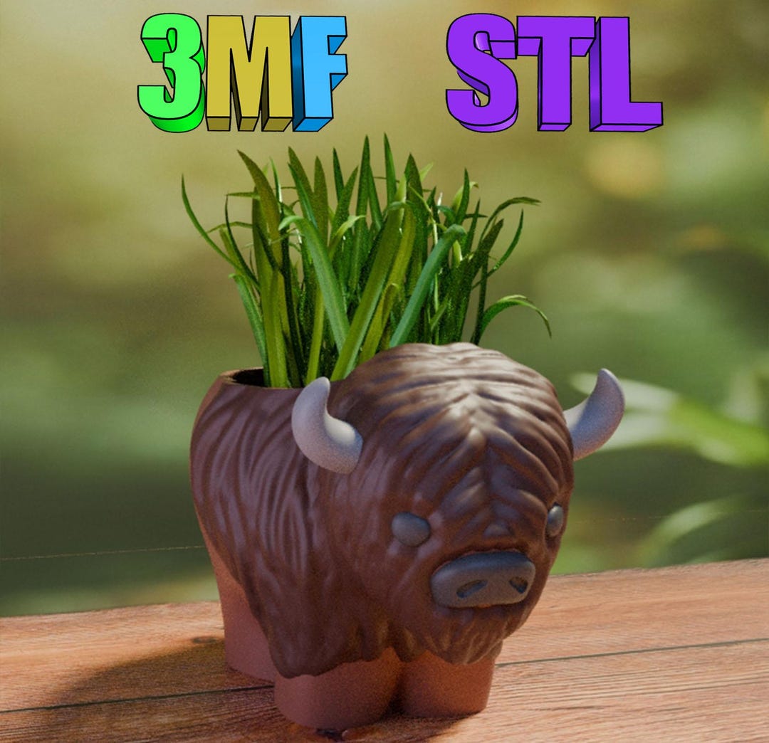 Flower Pot Buffalo American Bison - Planter, Pencil Holder - 3mf Pre ...