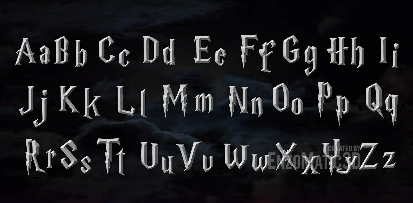 Wizard Potter Alphabet Letters - STL File for 3D Printer, 3D Printing ...