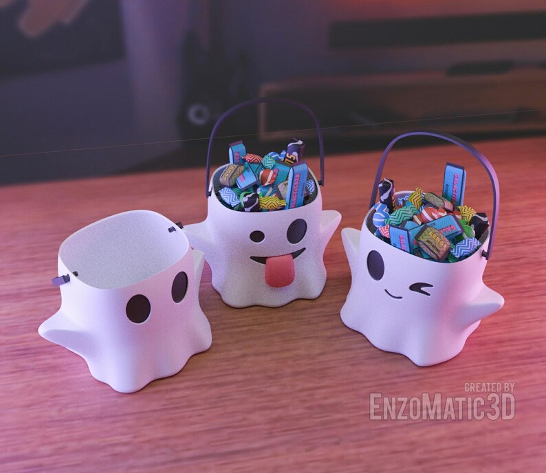 Ghost - Candy Bucket Trick or Treat, Halloween, Spooky Horror - 3mf Pre ...