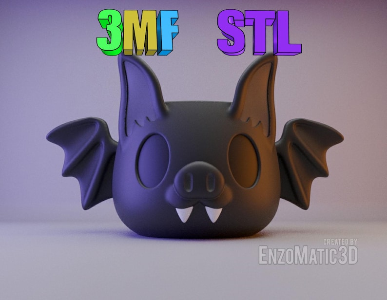 Bat Flower Pot Planter, Pencil Holder - 3mf Pre-painted - 3D Model STL ...