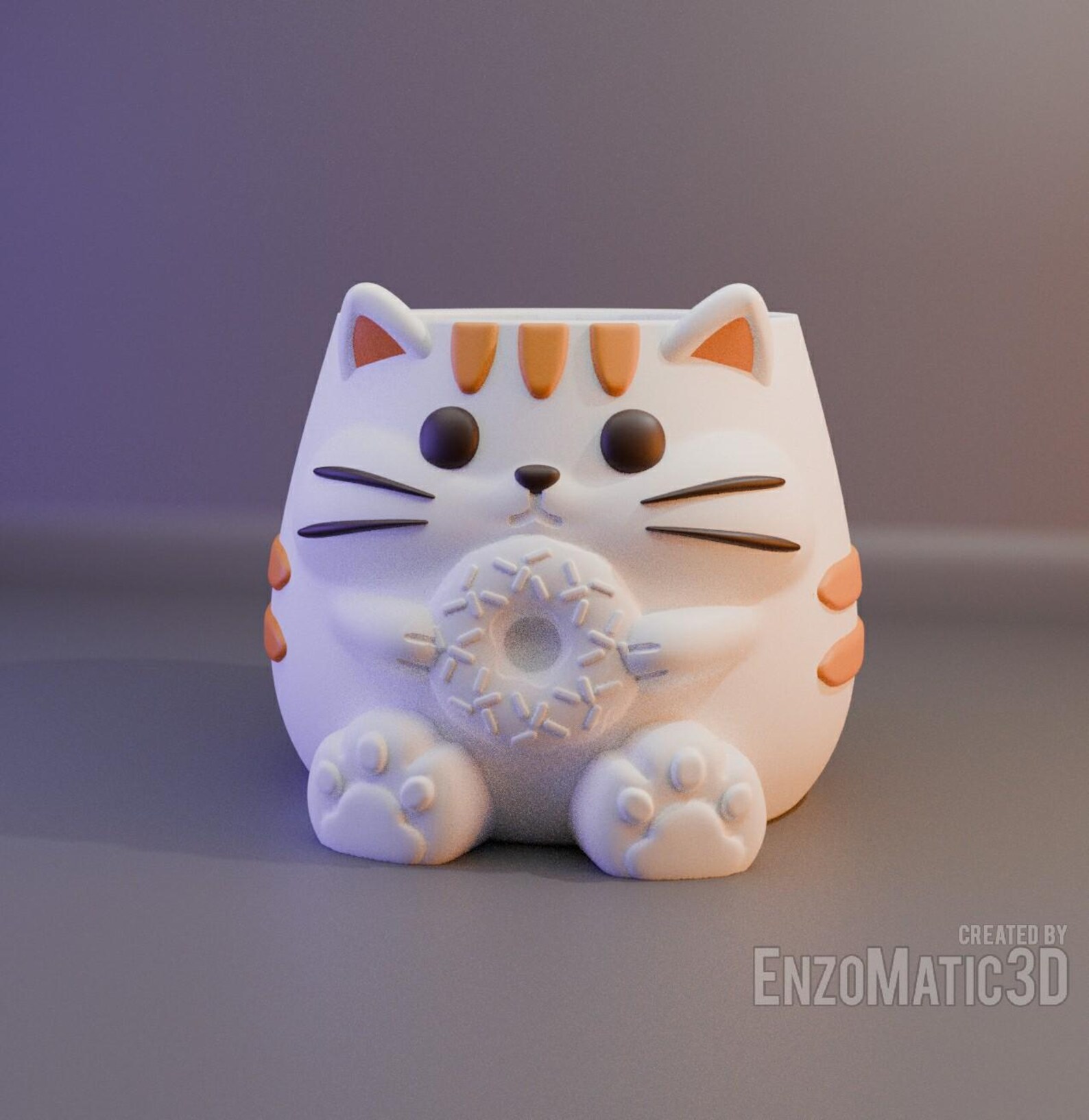 Cute Baby Cat - Flower Pot Planter, Pencil Holder - 3D Model STL File ...