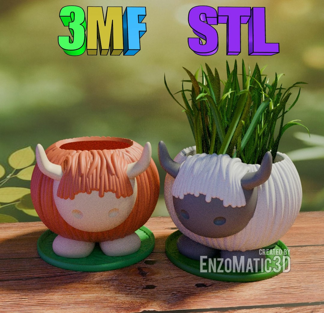 Cute Baby Highland Cow - Flower Pot Planter, Pencil Holder - 3mf Pre ...