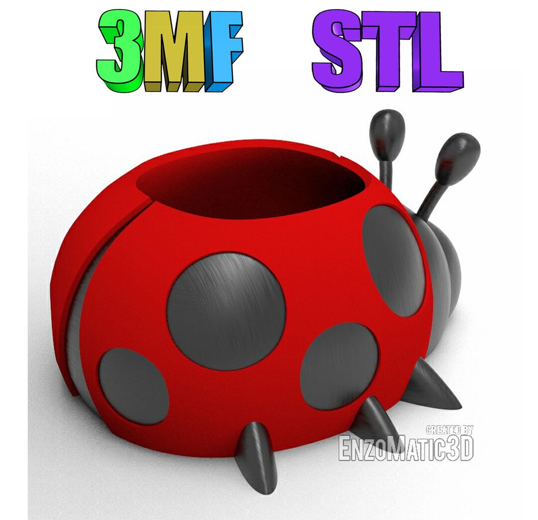 Flowerpot Ladybugs - Planter, Pencil Holder - 3mf Pre-painted - STL for ...
