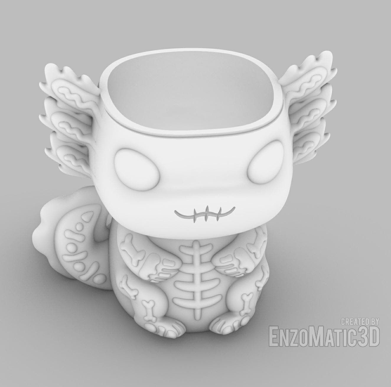 Spooky Horror Halloween Flower Pot Axolotl - Pencil Holder, Planter ...