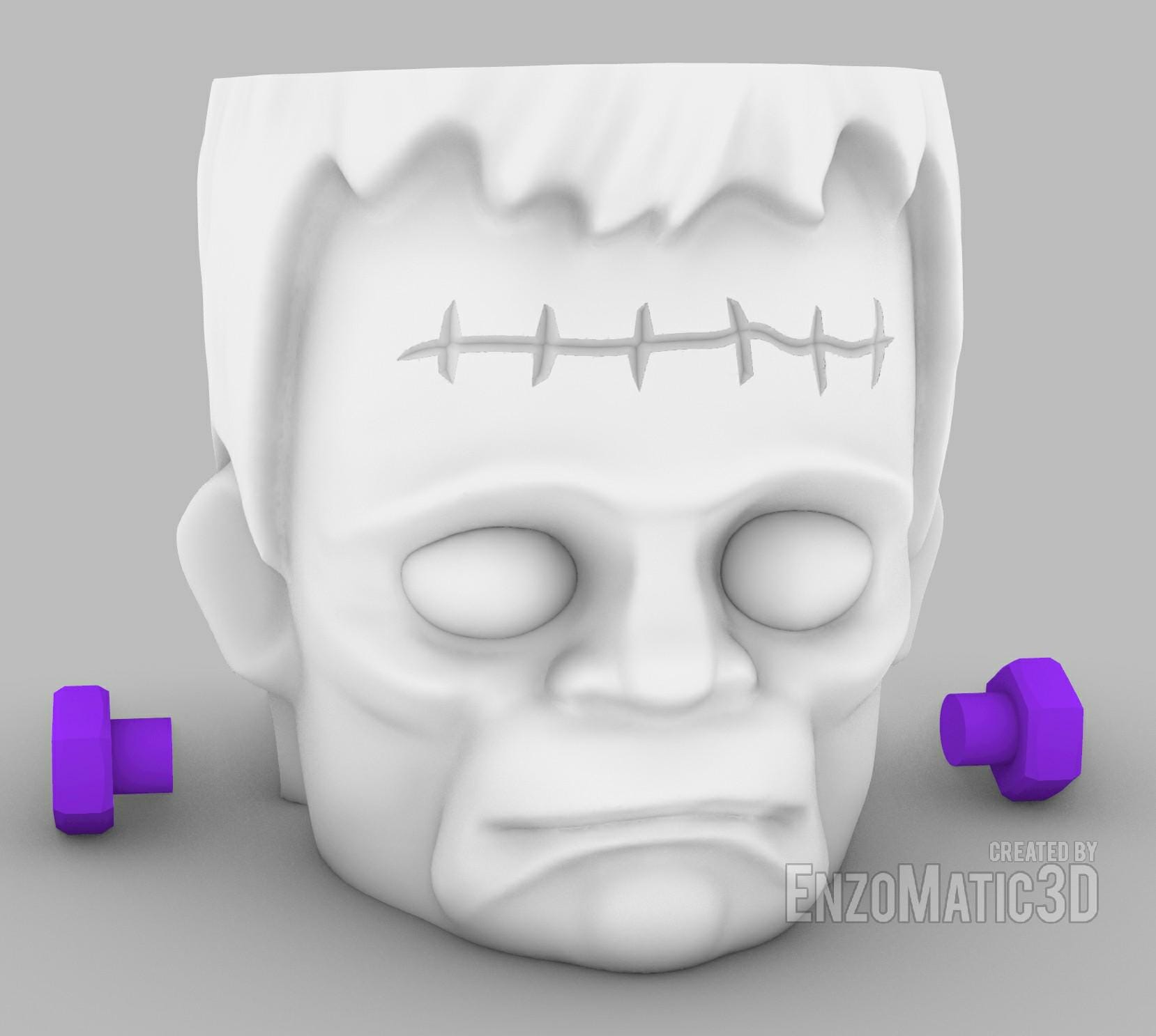 Flower Pot Spooky Horror Halloween Frankenstein Head - Planter, Pencil ...