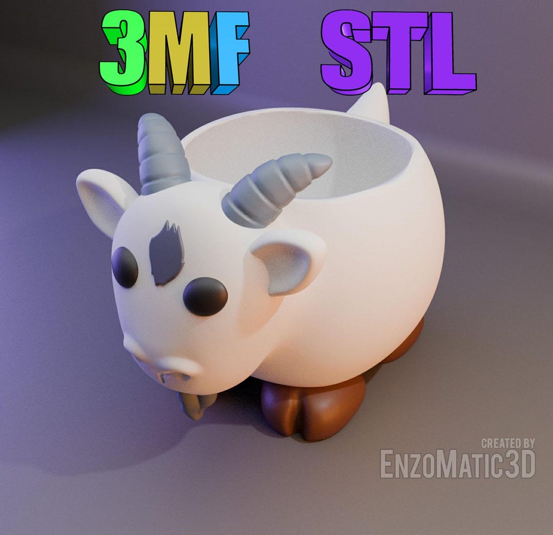 Goat Flower Pot, Planter, Pencil Holder - 3mf Pre Painted - Stl for 3d ...