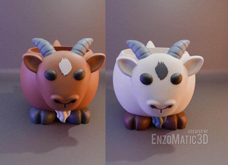 Goat Flower Pot, Planter, Pencil Holder - 3mf Pre Painted - Stl for 3d ...