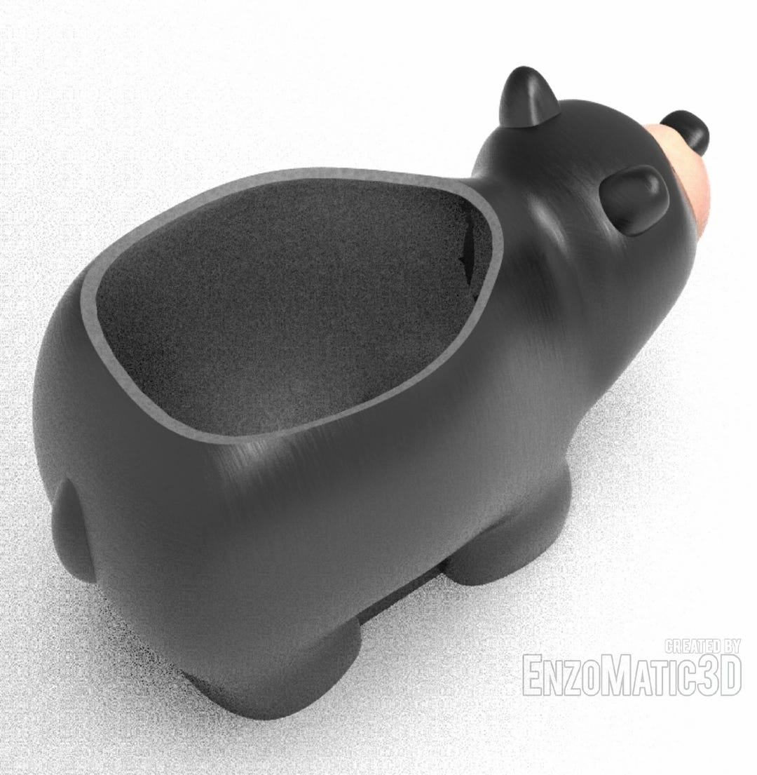American Black Bear - Flower Pot Planter, Pencil Holder - 3D Model STL ...