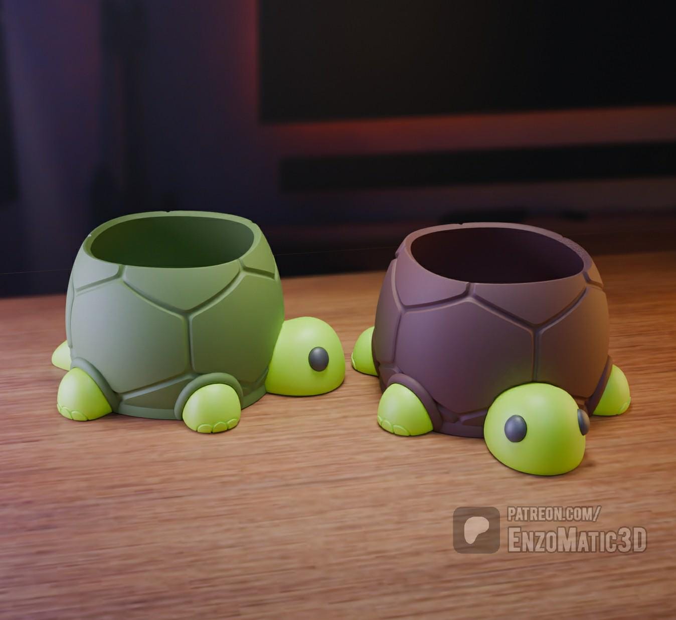 Turtle - Flower Pot, Planter, Pencil Holder - 3MF, STL Multiparts ...